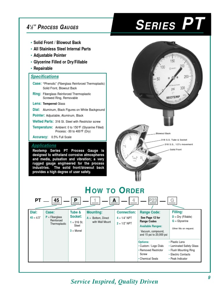 Manometro Reotemp | PDF | Stainless Steel | Thermoplastic