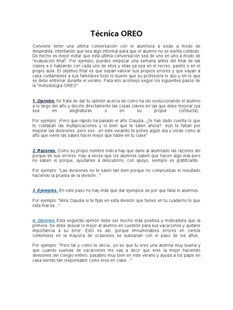 Técnica OREO | PDF | Crecimiento personal y profesional