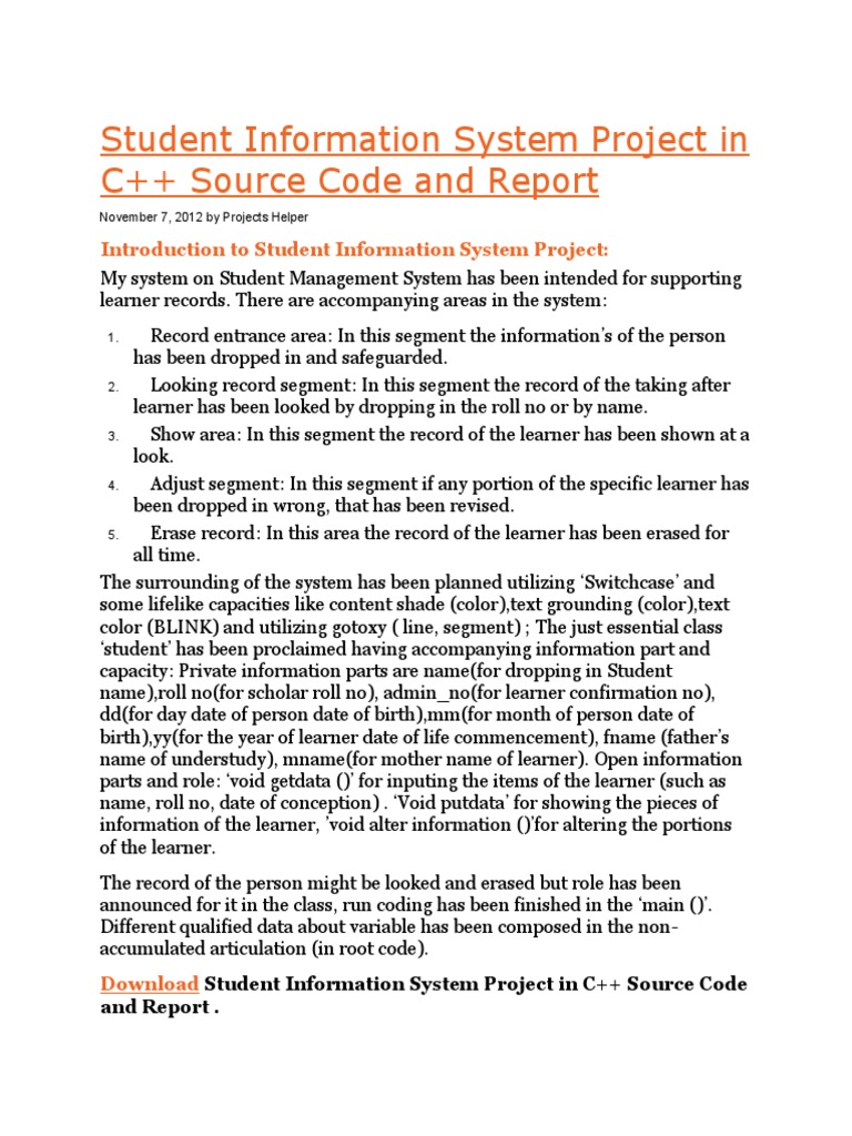 Student Information System Project in C | PDF | Career & Growth | Computers