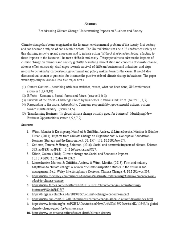 Abstract - Climate Change | PDF | Global Warming | Environment