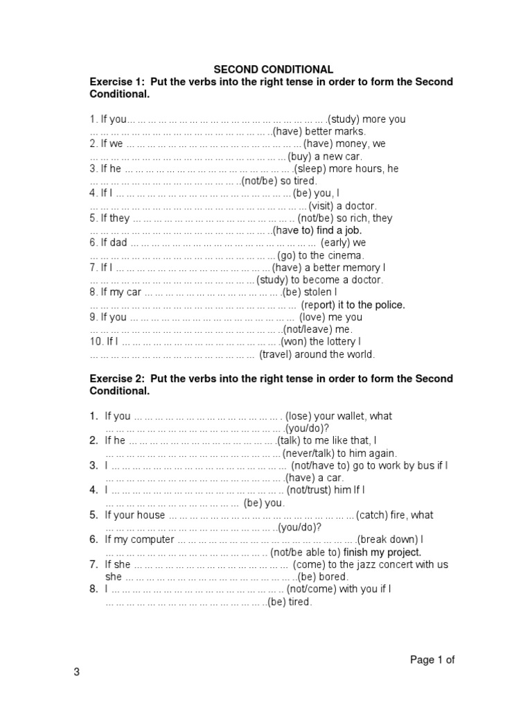 Conditional 2 Exercise | PDF | Syntax | Morphology