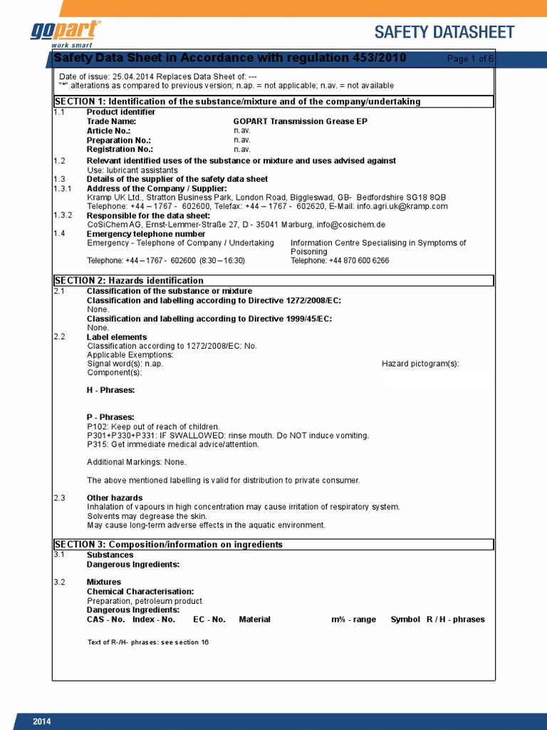 GP EP 0 - 806025gp - Sds - 2014-04 - en | PDF | Dangerous Goods ...