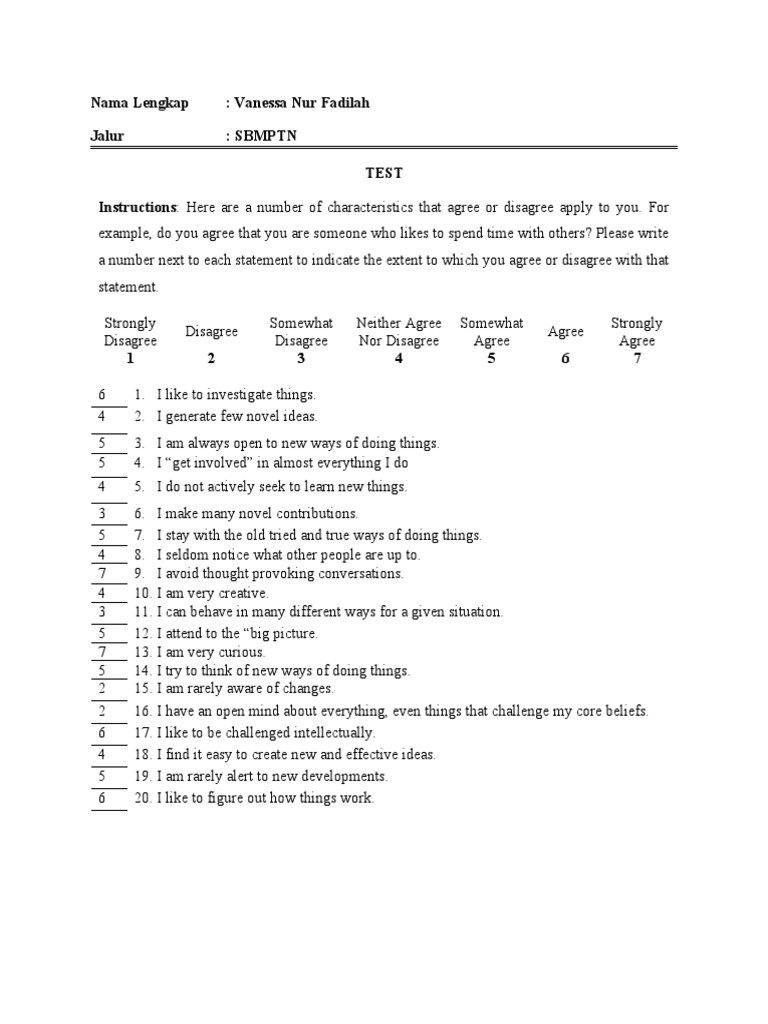 Nama Lengkap: Vanessa Nur Fadilah Jalur: SBMPTN Test Instructions: Here ...