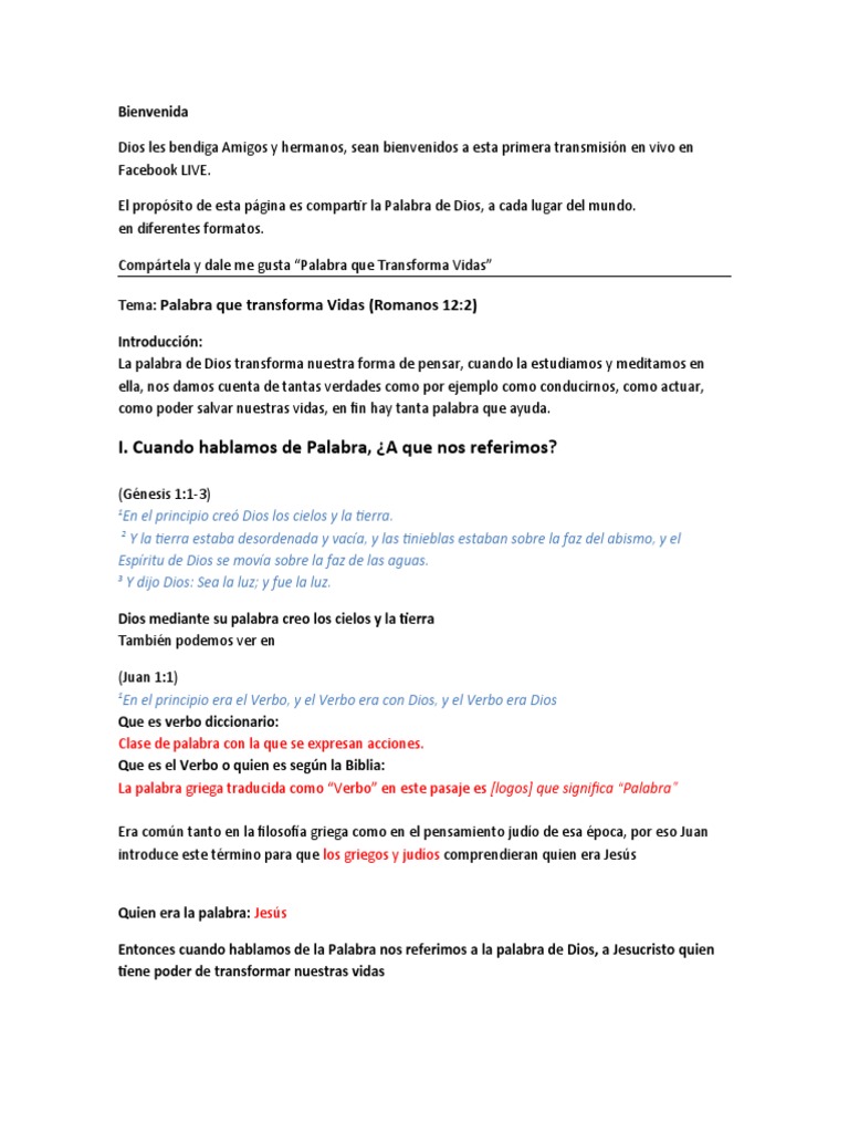 Palabra Que Transforma Vidas | PDF | Pablo el apóstol | Jesús