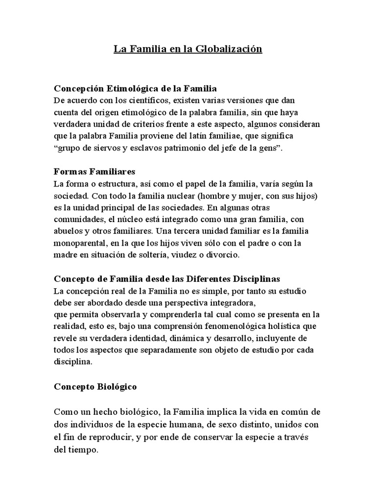 La Familia en La Globalización | PDF | Familia | Sociedad