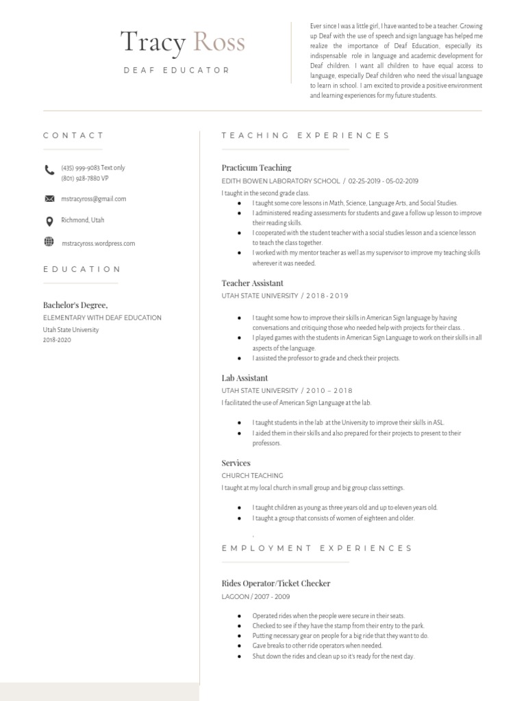 Tracy : Practicum Teaching | PDF | American Sign Language | Teachers