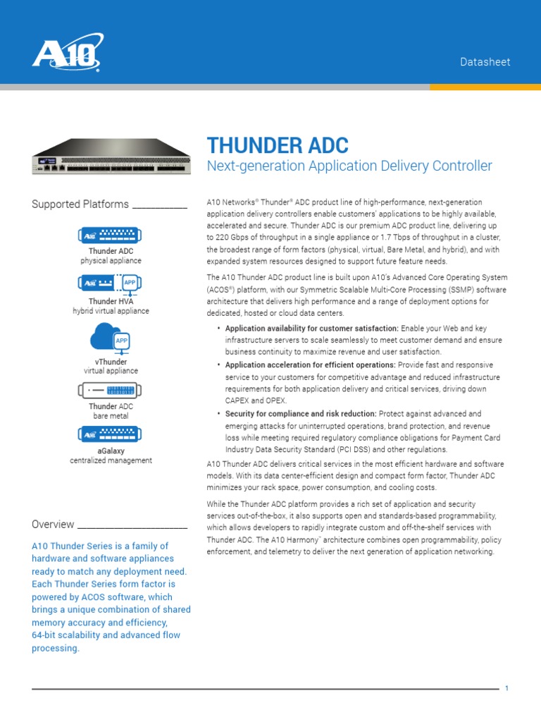 Thunder Adc: Next-Generation Application Delivery Controller | PDF | Cloud Computing | Load ...