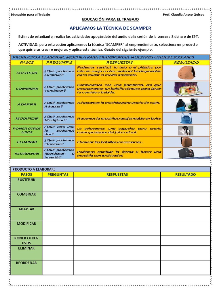 Ficha Tecnica Scamper (Reforzaniento) | PDF