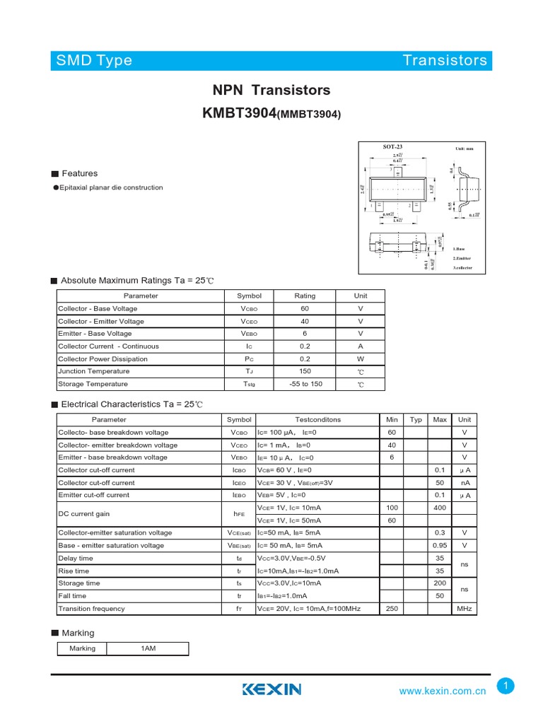 SMD Transistor Specs & Ratings | PDF | Bipolar Junction Transistor ...