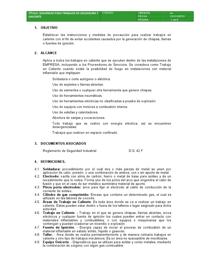 Instruccion para Trabajo de Corte y Soldadura | PDF | Soldadura | Construcción