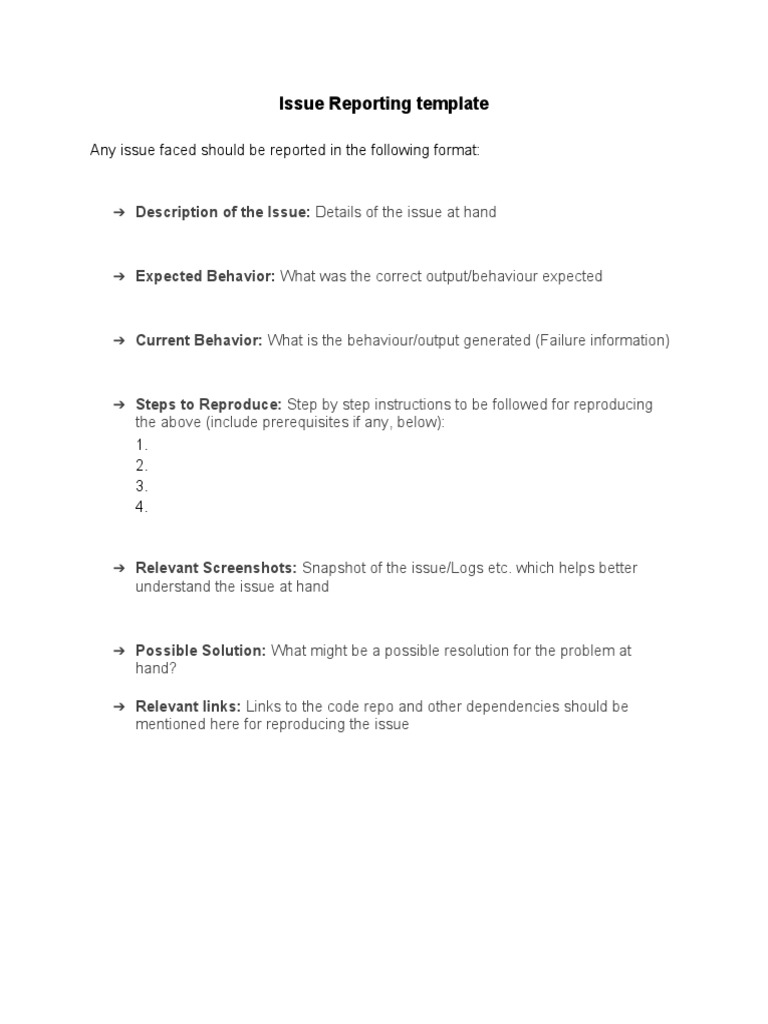 Issue Reporting Template Guide | PDF | Computers