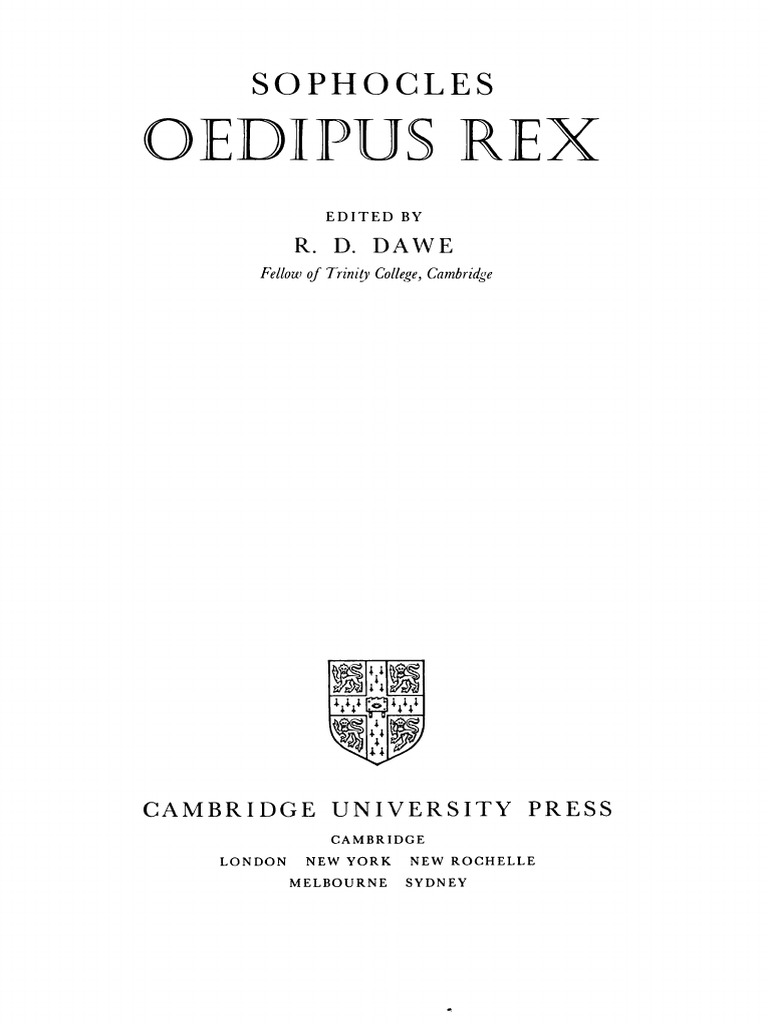 Sophocles - Sophocles - Oedipus Rex (Cambridge Greek and Latin Classics ...