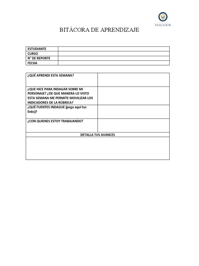 Bitácora De Aprendizaje Pdf