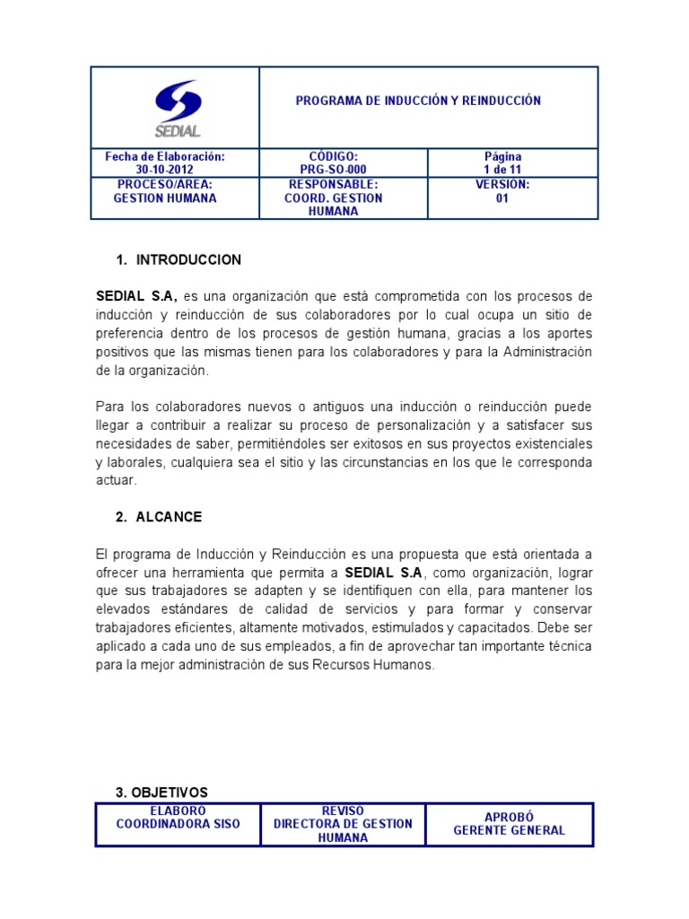 Programa de Induccion y Reinduccion | PDF | Razonamiento inductivo | Evaluación