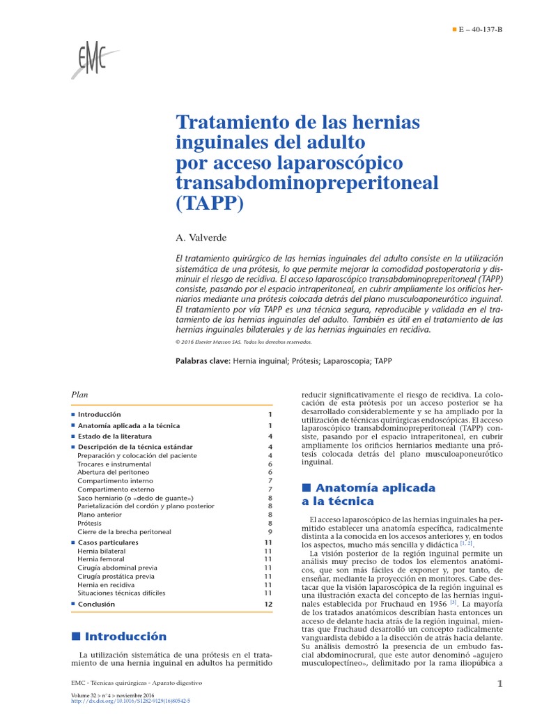 3 - Tratamiento de Las Hernias Inguinales Del Adulto Por Acceso Laparoscopico ...
