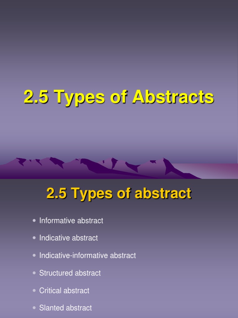 2.3 Types of Abstracts | PDF | Abstract (Summary) | Experiment