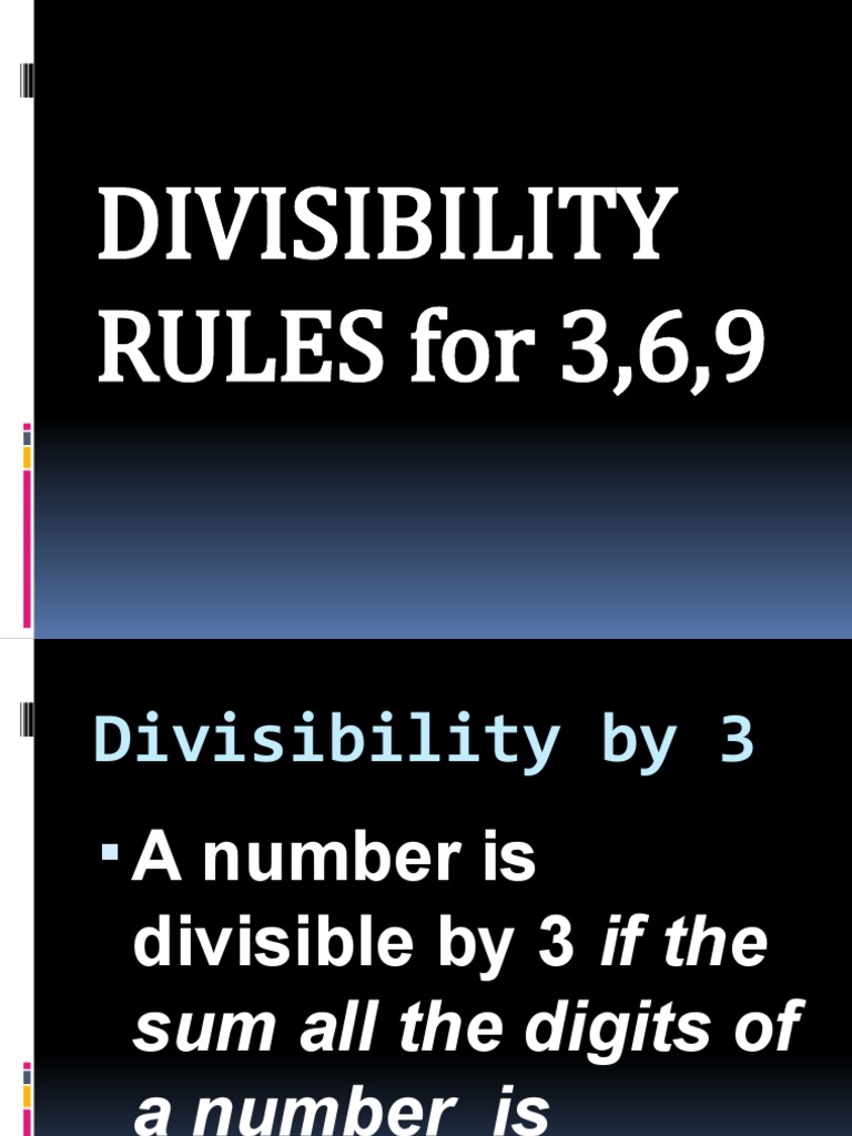 Divisibility Rules for 3, 6, and 9 | PDF | Career & Growth | Sports ...