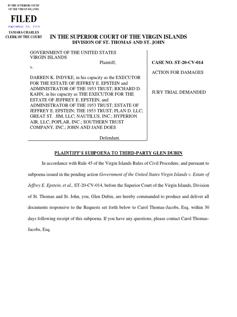 Plaintiff's Subpoena to Third-party ( Glenn Dubin) | Computers ...