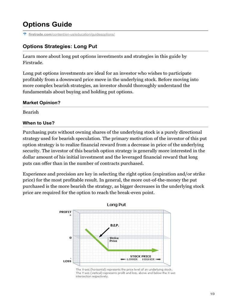 Options Guide: Options Strategies: Long Put | PDF | Put Option | Option ...