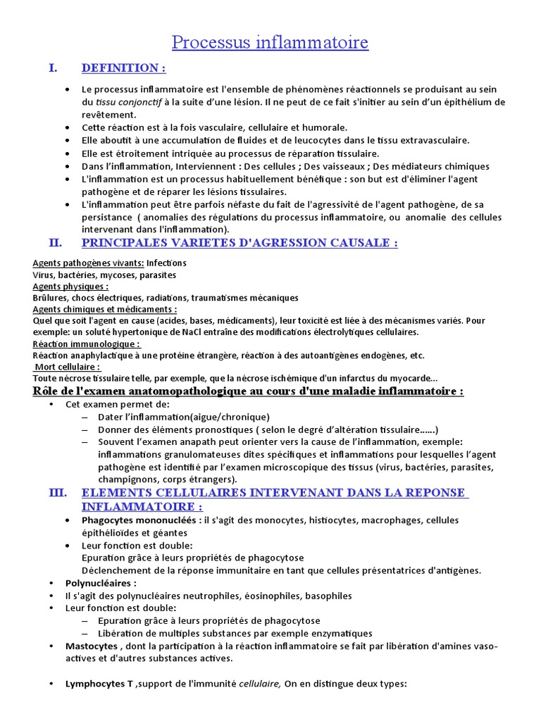 Processus Inflamatoire | PDF | Macrophage | Inflammation