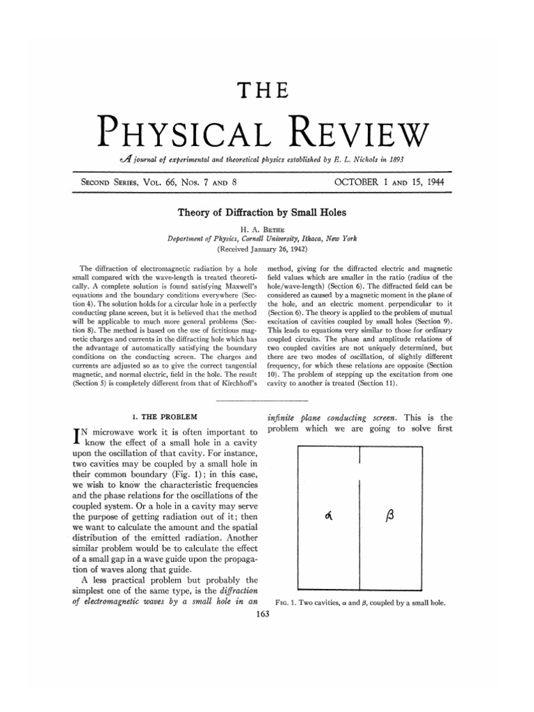 1944 - Bethe - Theory of Diffraction by Small Holes - Physical Review ...