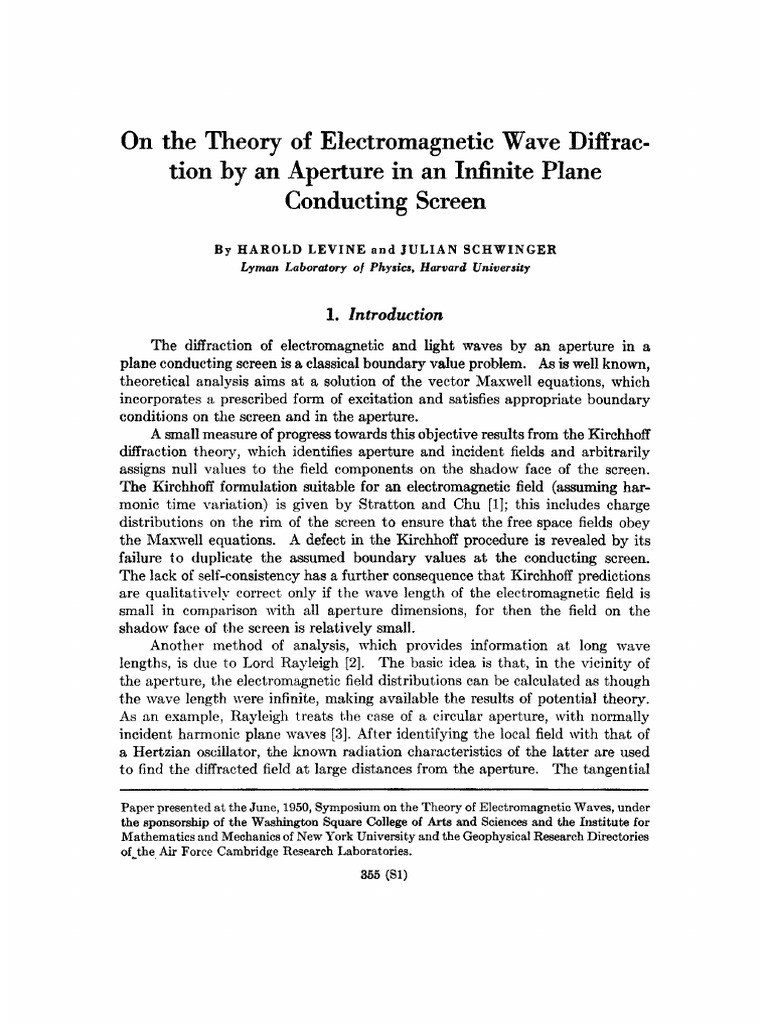 1950 - Levine, Schwinger - On The Theory of Electromagnetic Wave ...