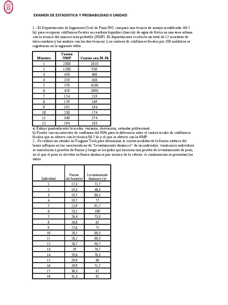 Segundo Examen de Estadistica | PDF | Probabilidades y estadísticas | Teoría estadística