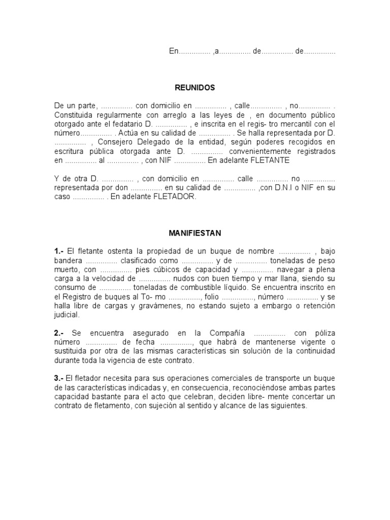 Contrato de Fletamento de Buque | PDF | Póliza de seguros | Arbitraje