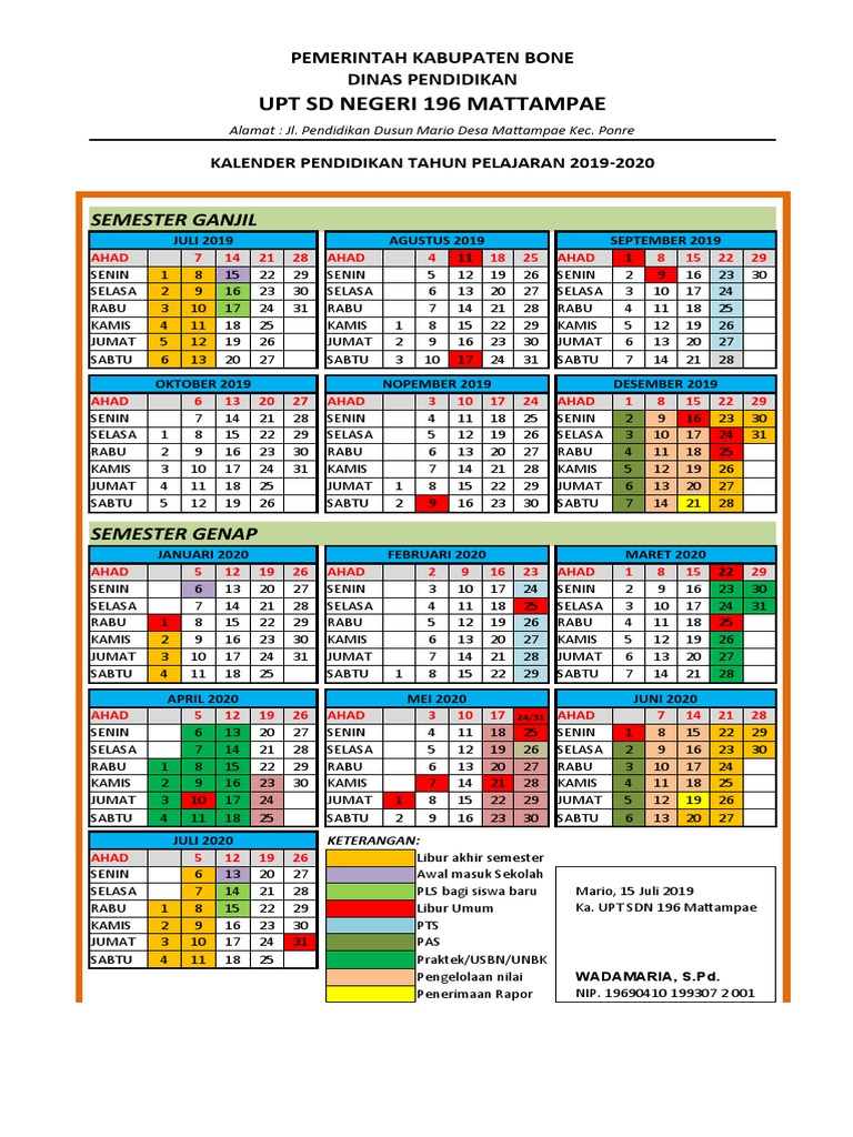Kalender Pendidikan 2019-2020 | PDF
