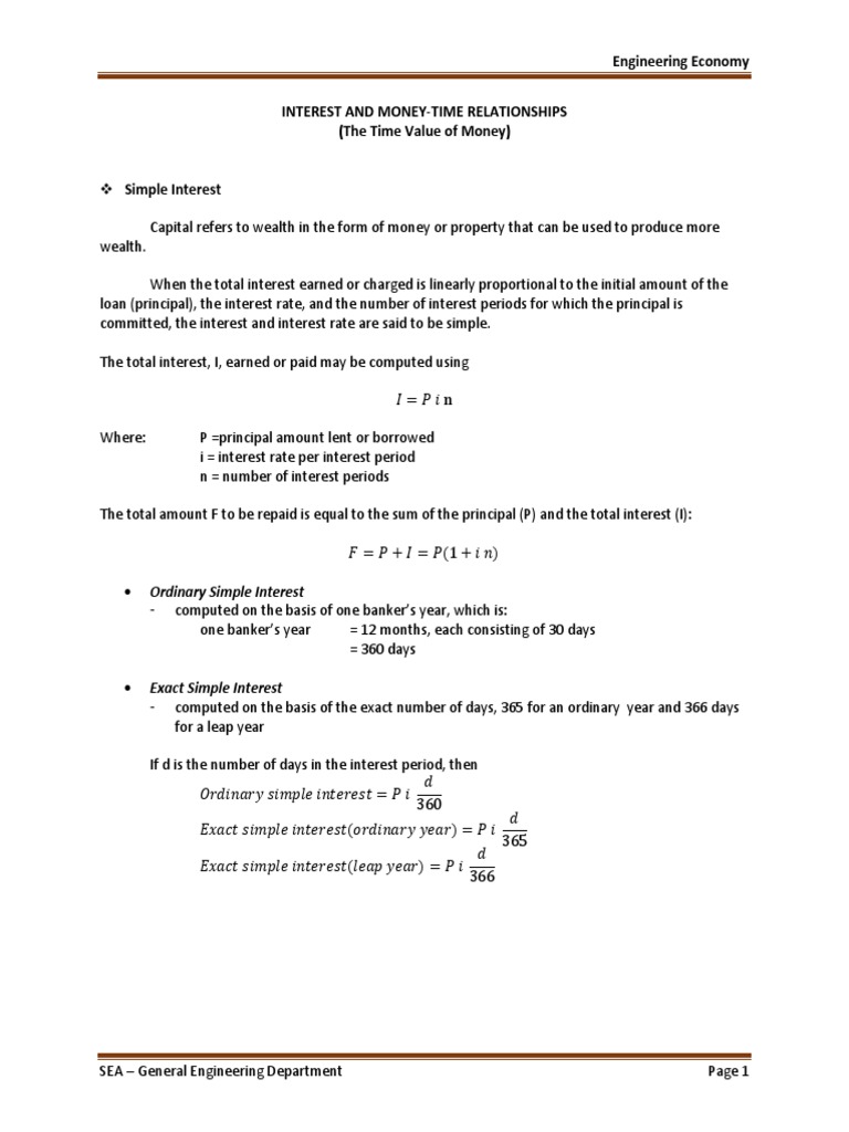 Lesson 2 - Interest and Money-Time Relationship | PDF | Interest Rates ...
