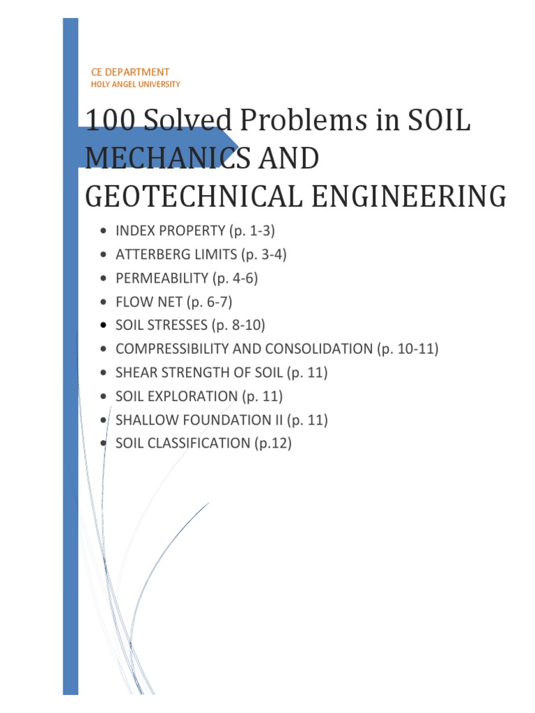 100 Solved Problems in SOIL Mechanics and Geotechnical Engineering | PDF | Aquifer | Soil