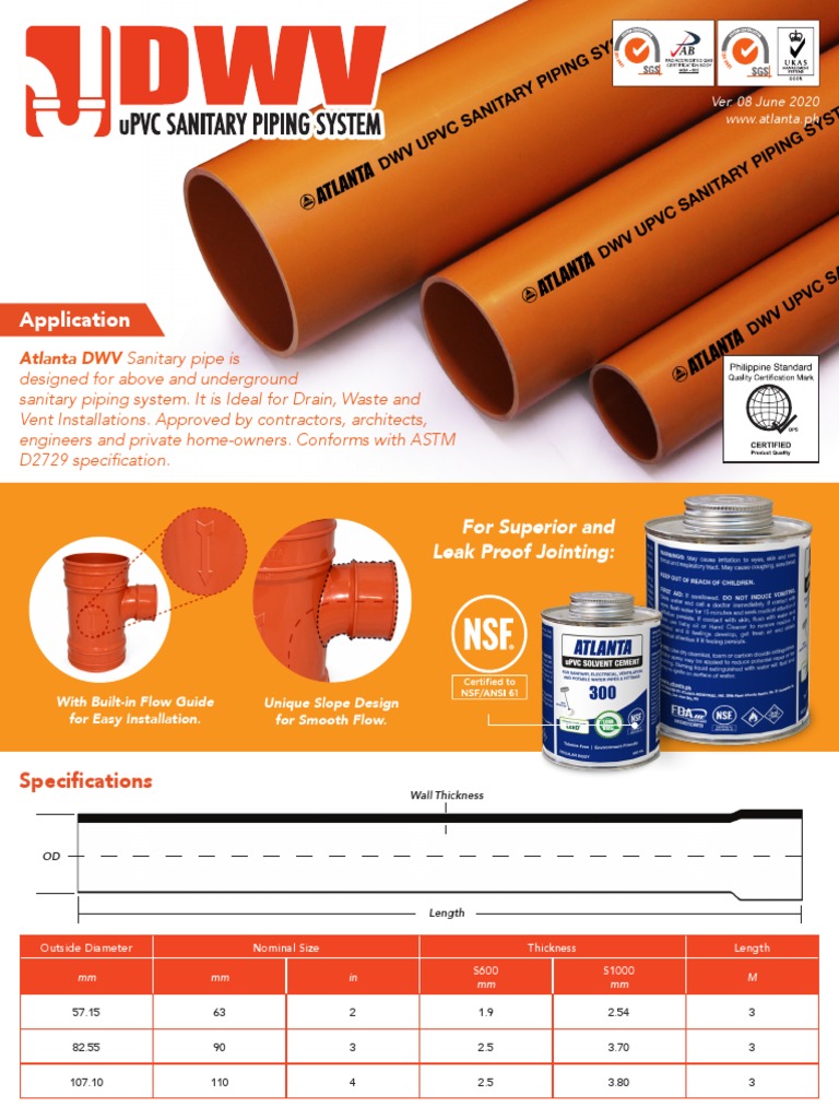Application: Atlanta DWV Sanitary Pipe Is | PDF | Plumbing | Building ...