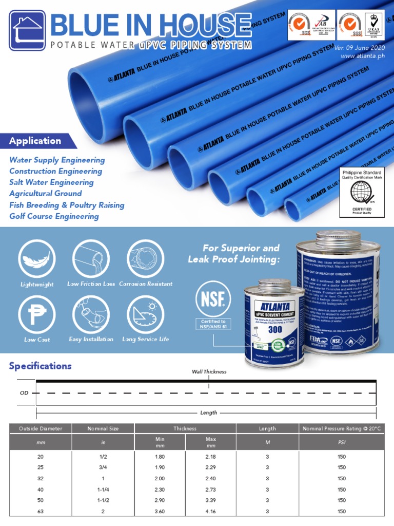 Atlanta PVC Pipe Specifications Guide | PDF | Economic Sectors | Gas ...