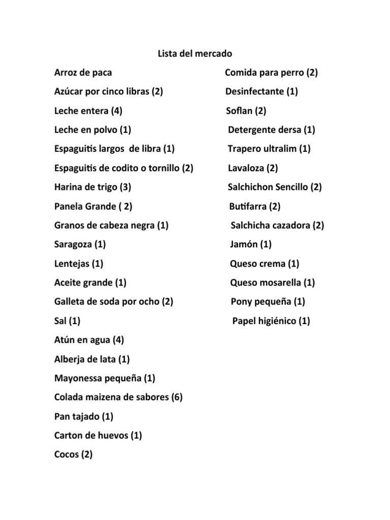 Lista Del Mercado | PDF