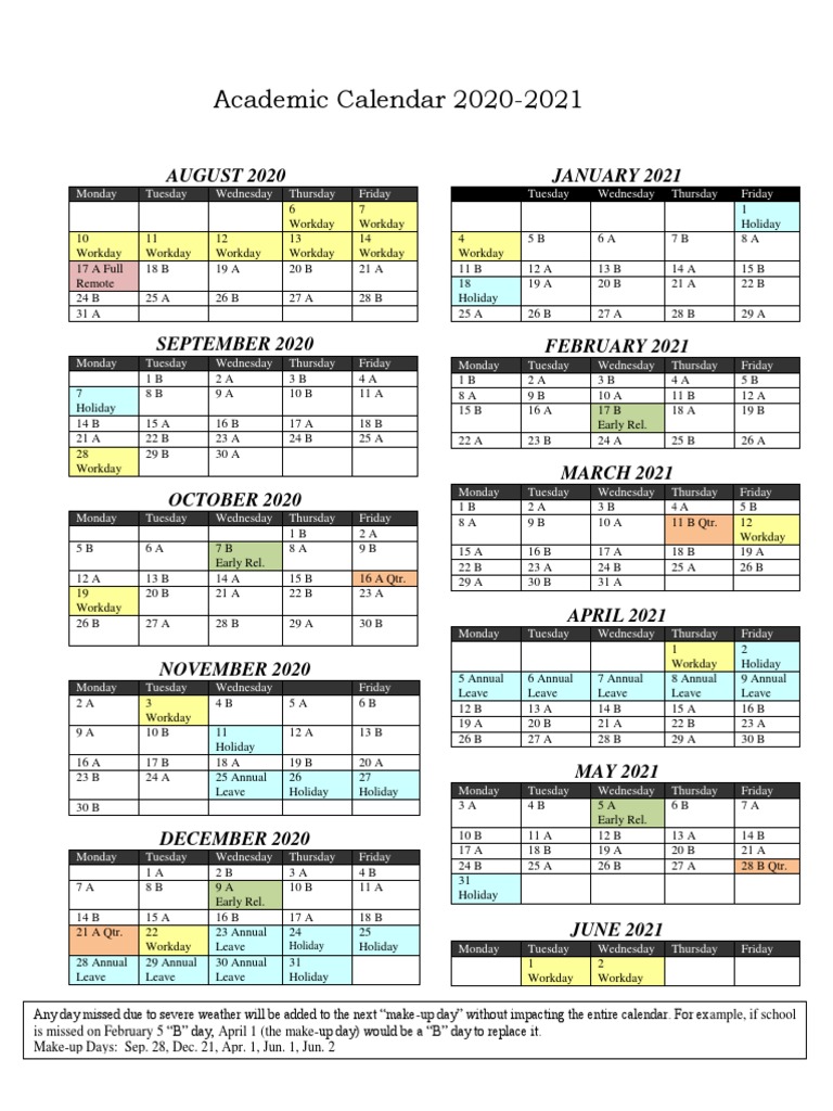 2020-2021 Ab Day Calendar 08072020-1 | PDF
