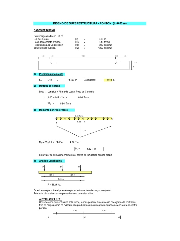 Diseno Ponton L 6 M | PDF | Materiales de construcción | Ingeniero civil