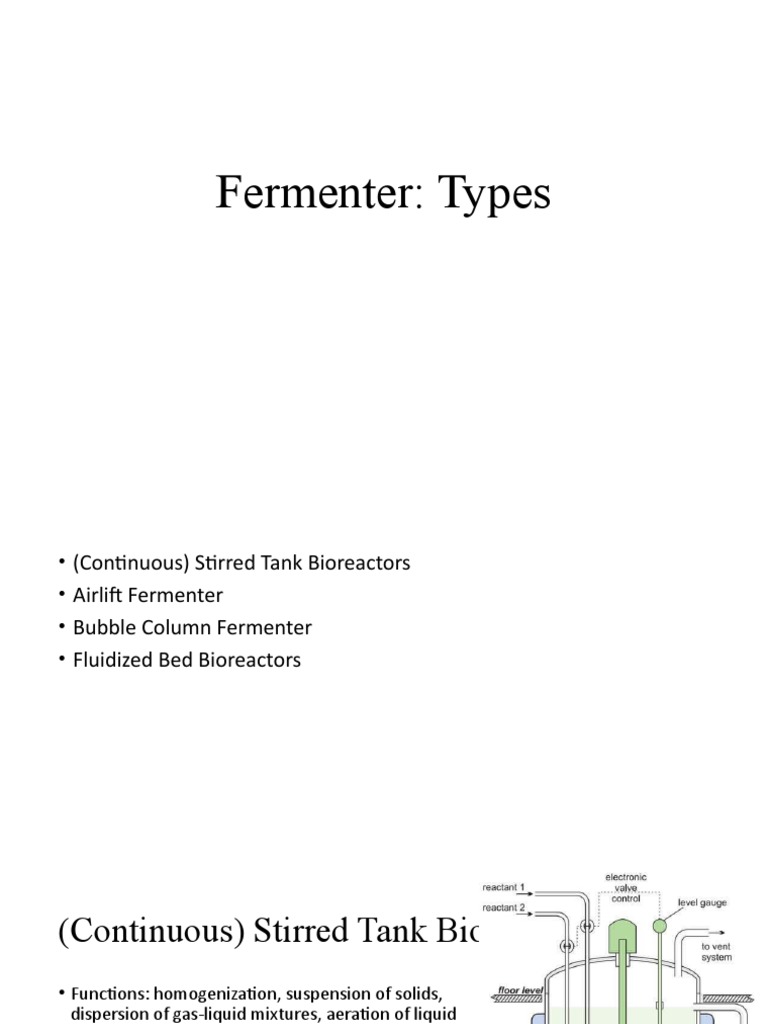 Types of Fermenters | PDF | Chemical Reactor | Fluidization