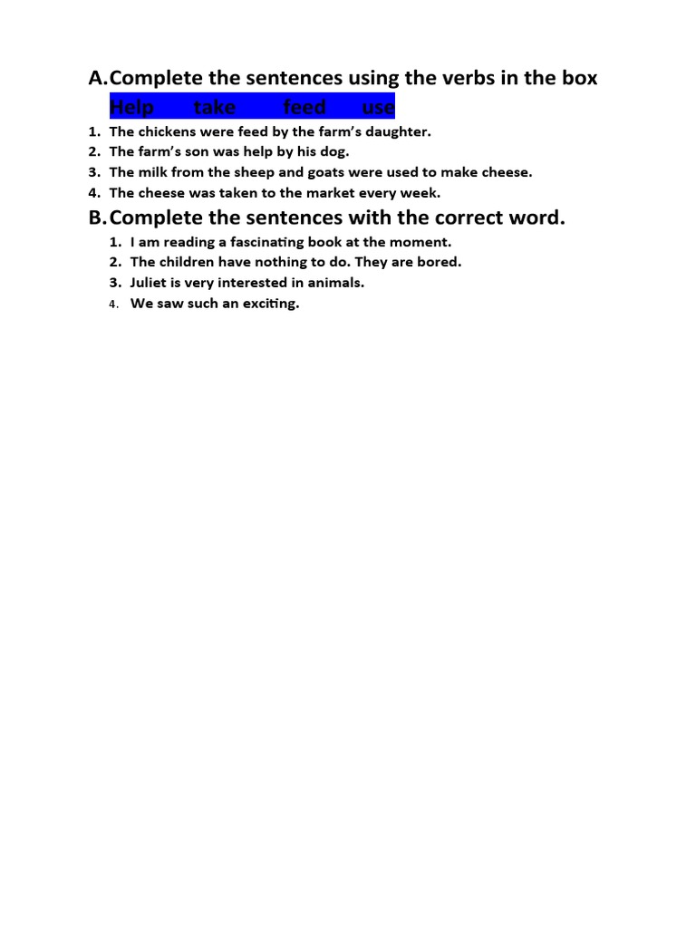Complete The Sentences Using The Verbs in The Box | PDF