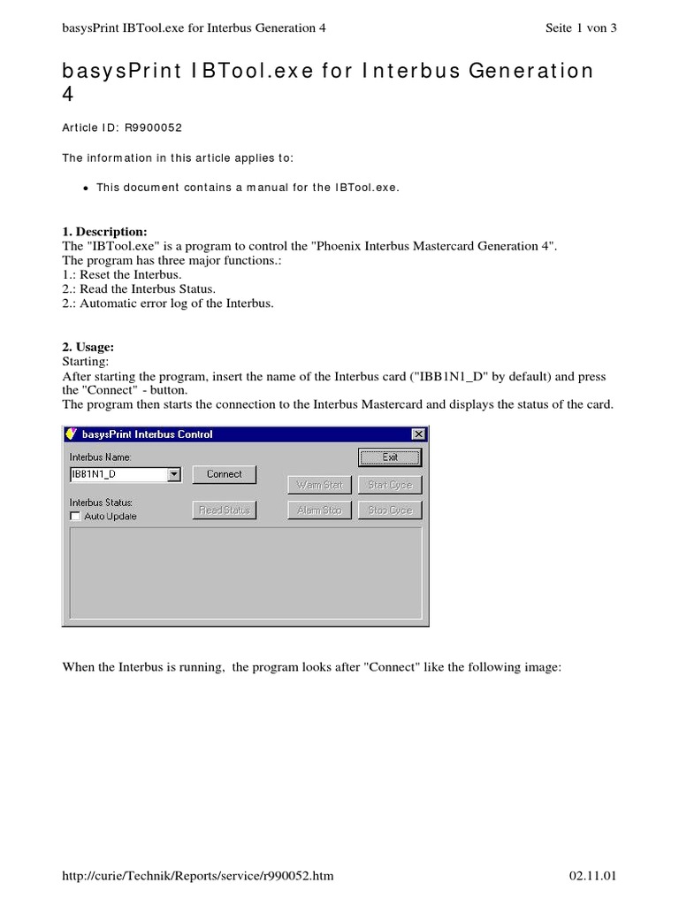 R990052 Basysprint IBTool - Exe For Interbus Generation 4 | PDF | Computer Architecture | System ...