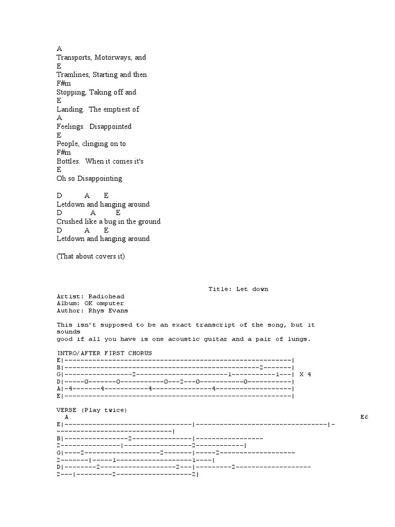 Let Down Chords | PDF | Song Structure | Celtic Musical Instruments