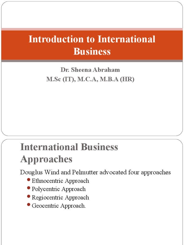 International Business Approaches Overview | PDF | Business | Finance ...