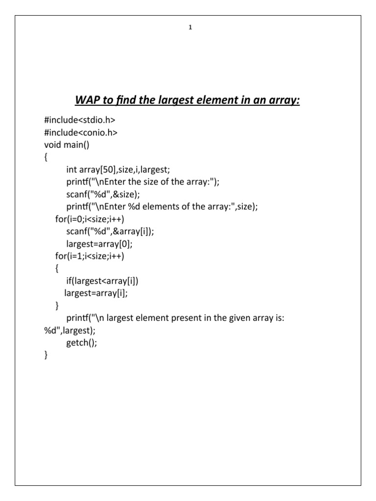 WAP To Find The Largest Element in An Array | Download Free PDF | Queue (Abstract Data Type ...