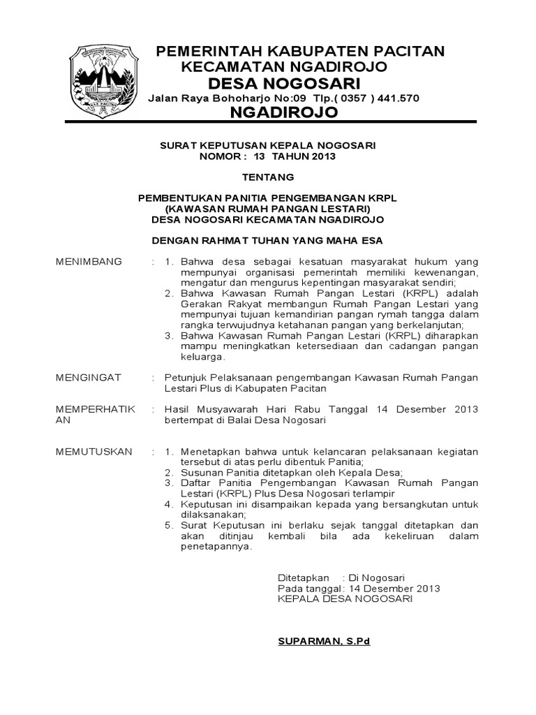 SK KRPL Ngadirojo | PDF