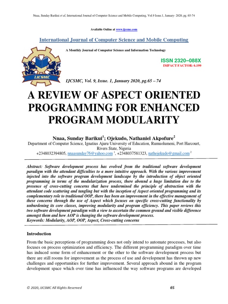 A Review Of Aspect Oriented Programming Pdf Object Oriented Programming Class Computer