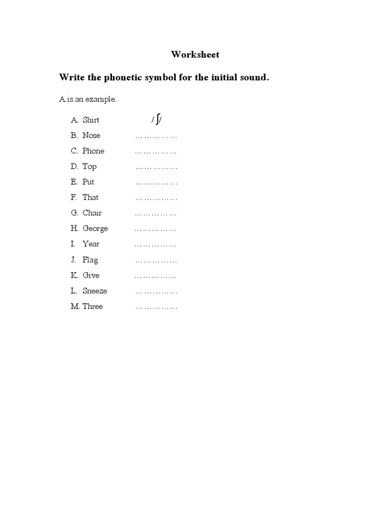 Phonetic Symbols Worksheet | PDF