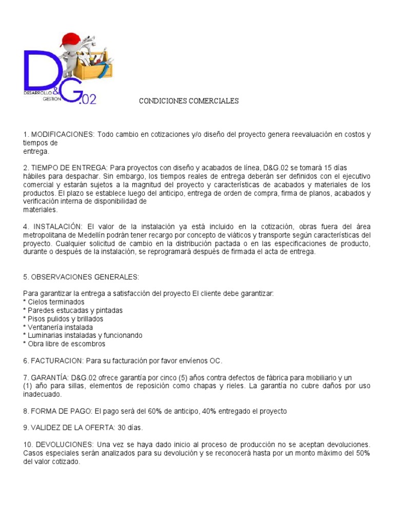 Condiciones Comerciales | PDF