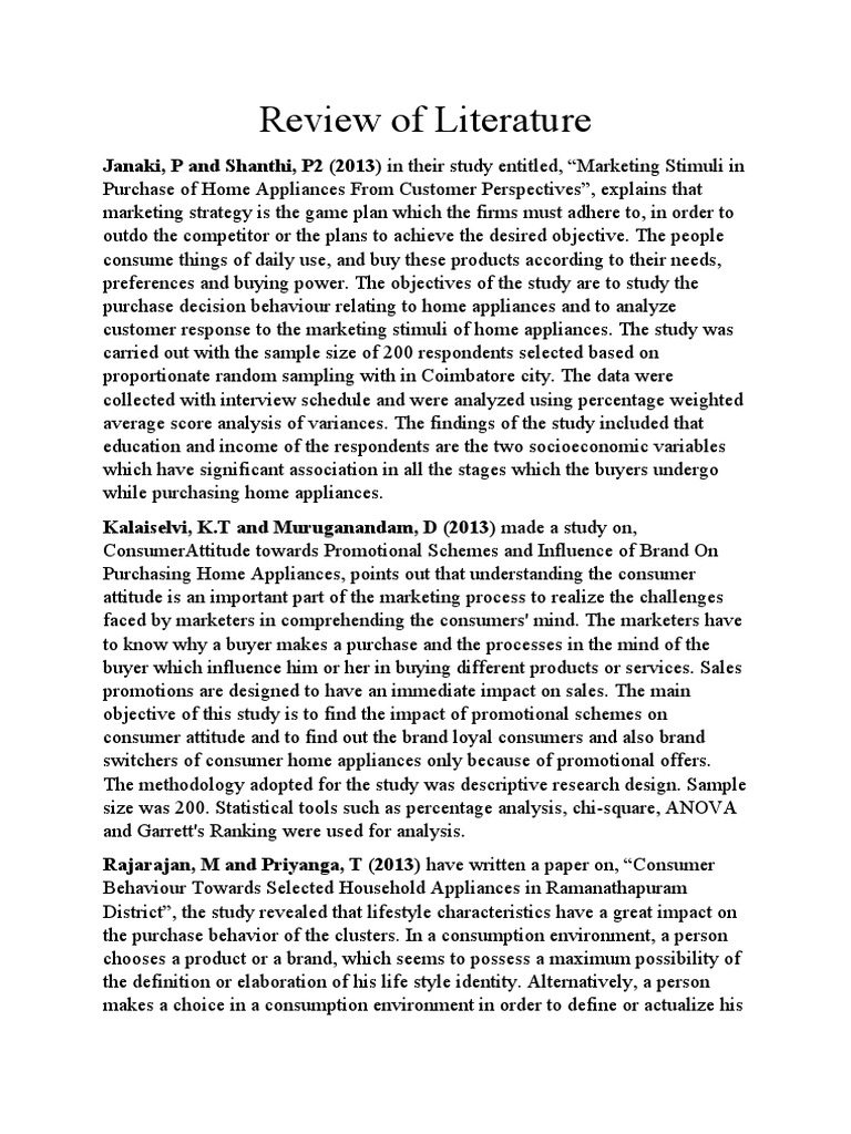 Review of Literature. | PDF | Consumer Behaviour | Behavior