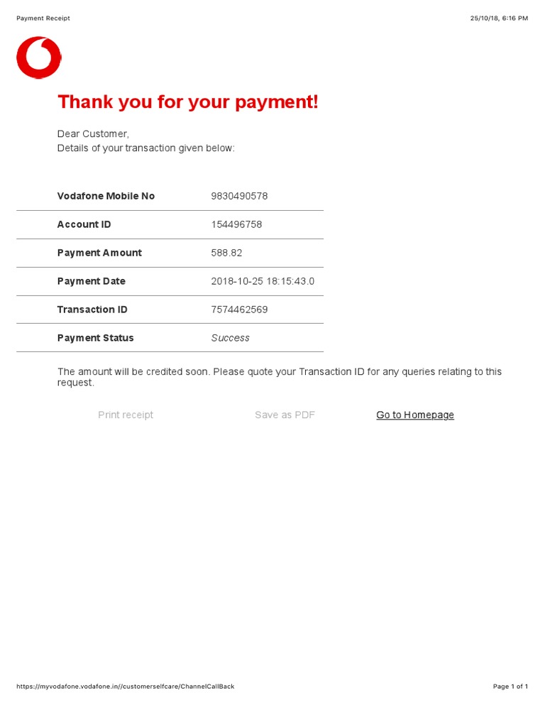 Thank You For Your Payment!: Dear Customer, Details of Your Transaction ...
