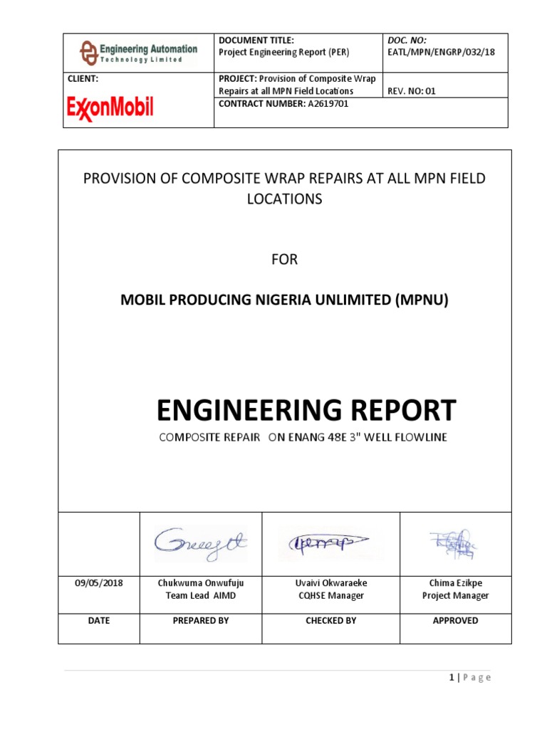 Engineering Report For Composite Repair On Enang 48 E Well Flowline ...