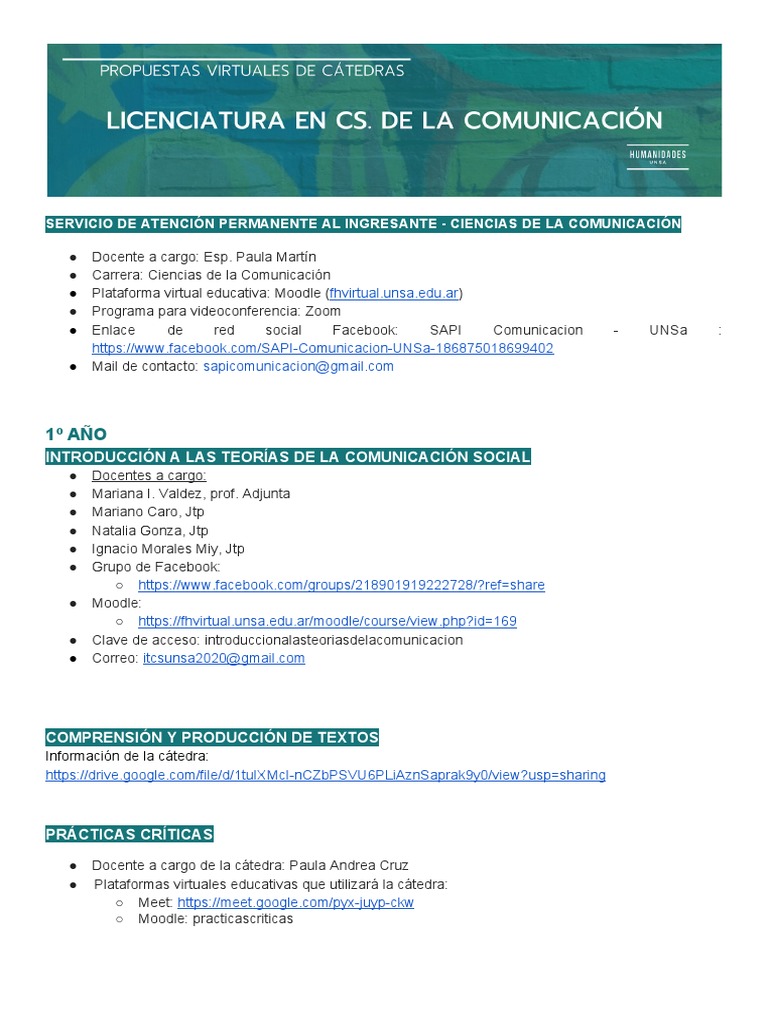 Guía de Recursos para Estudiantes de Comunicación | PDF | Moodle | Facebook